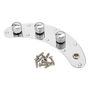 1Pcs Yootones Prewired Bass Switch Control Plate Wired Loaded Control Plate with Switch Knob Compatible with Electric Bass (Silver)
