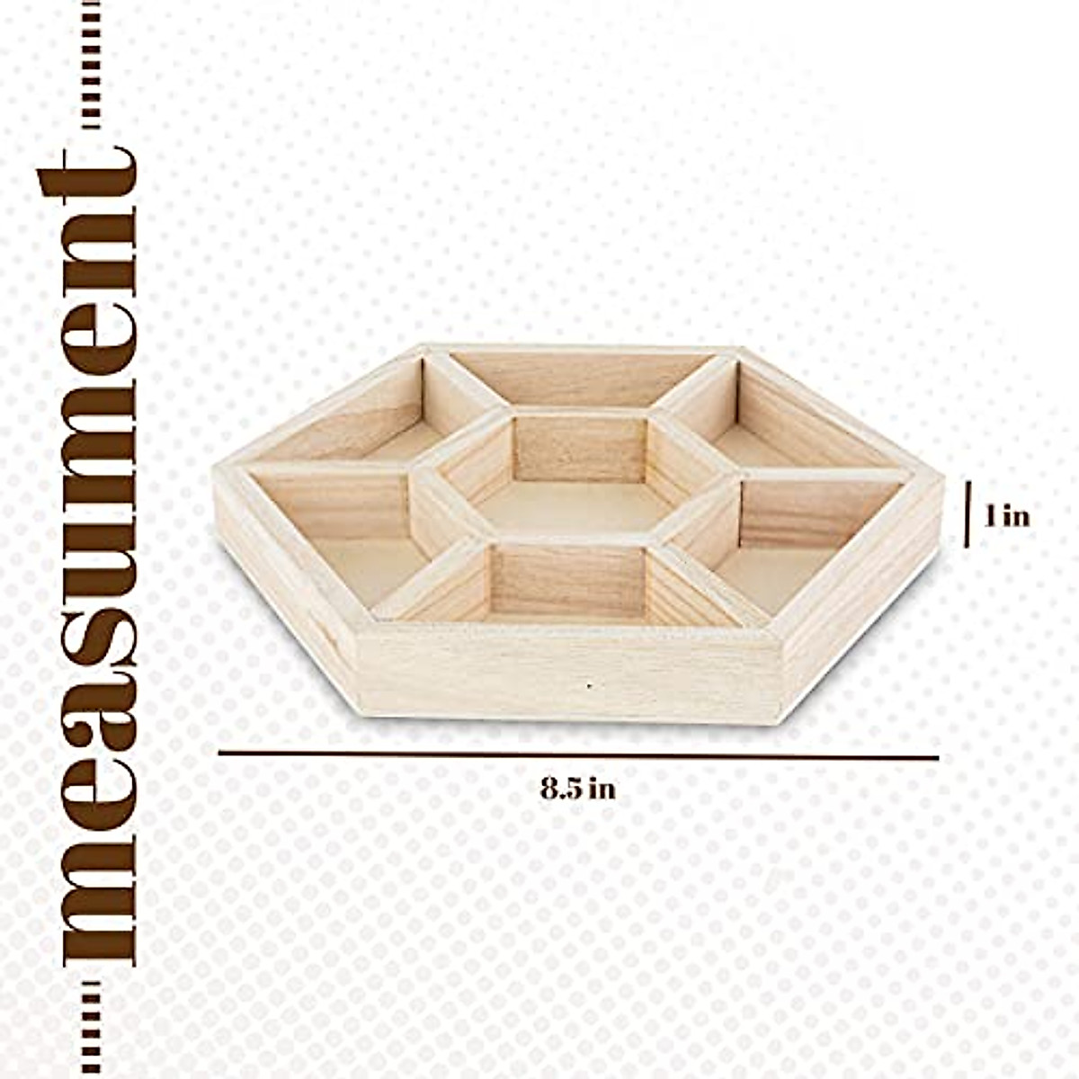 Hammont Hexagon Sectional Wooden Trays - 3 Pack - 8.5”x8.5”x1” - Eco Friendly Decorative Wooden Tray for Dry Fruits & Candies | Organic Wooden Tray for Gift & Home Décor
