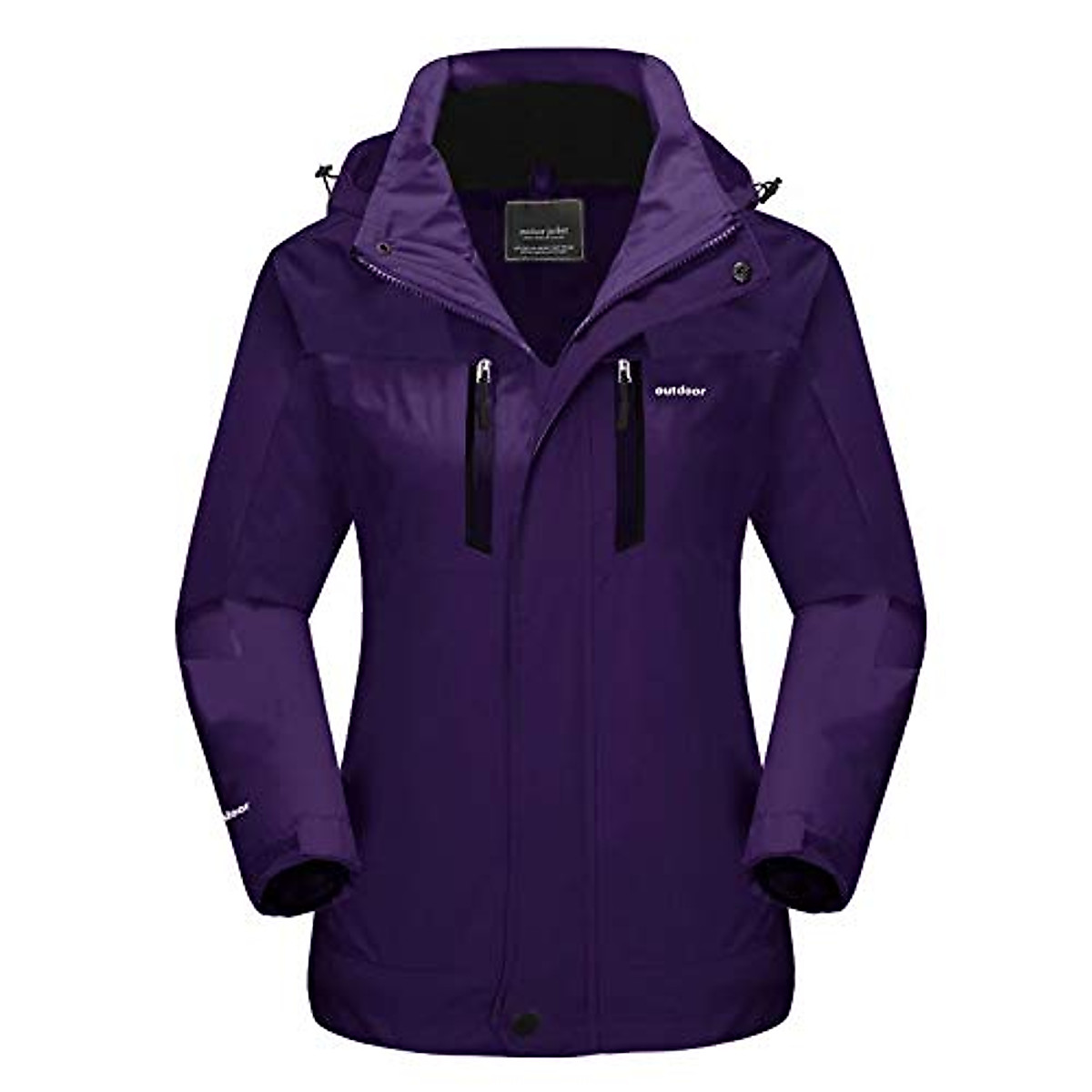 3 in 1 Winter Coats for Women - Rain Jacket, Ski Jacket, Tactical Waterproof Jacket in Dark Purple