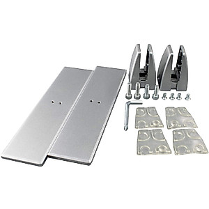 Sneeze Guard Clamp Bracket, T-Shaped Desk Partition Clamp with Freestanding Base for Clear Acrylic Shield Heavy Duty Auminum Guard Clamp, Desktop Countertop Reception 2PC