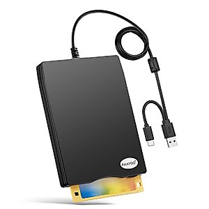 Floppy Disk Reader USB Type A/C Floppy Disk Drive/Player/Converter External 3.5 inch 1.44 MB Floppy Disc Reader Compatible with Windows 11/10/8/7/XP/2000 PC Laptop and Desktop