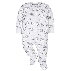 Gerber Unisex Baby 4 Pack Sleep 'N Play Footie Sheep Grey Newborn