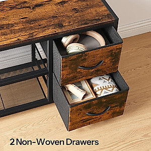 HOOBRO Hall Tree with Bench, 31.5" Coat Rack with Shoe Storage, 2 Fabric Drawers, Entryway Bench with Coat Rack, Coat and Shoe Rack for Entryway, 9 S-Shaped Hooks, Rustic Brown and Black BF08MT01