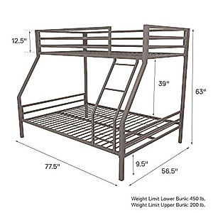 Novogratz 4146429N Maxwell Metal Bunk Bed, Twin over Full
