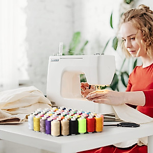 Blibly 100pcs Bobbins Sewing Threads Kit, 500 Yard Polyester Threads, Prewound Bobbins with Case, 50 Colors