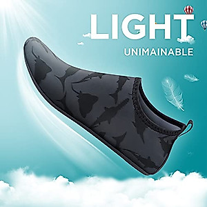 SEEKWAY Water Shoes Barefoot Aqua Socks Non Slip Quick-Dry for Beach Pool Swimming River Lake Women Men Black Shark SK001