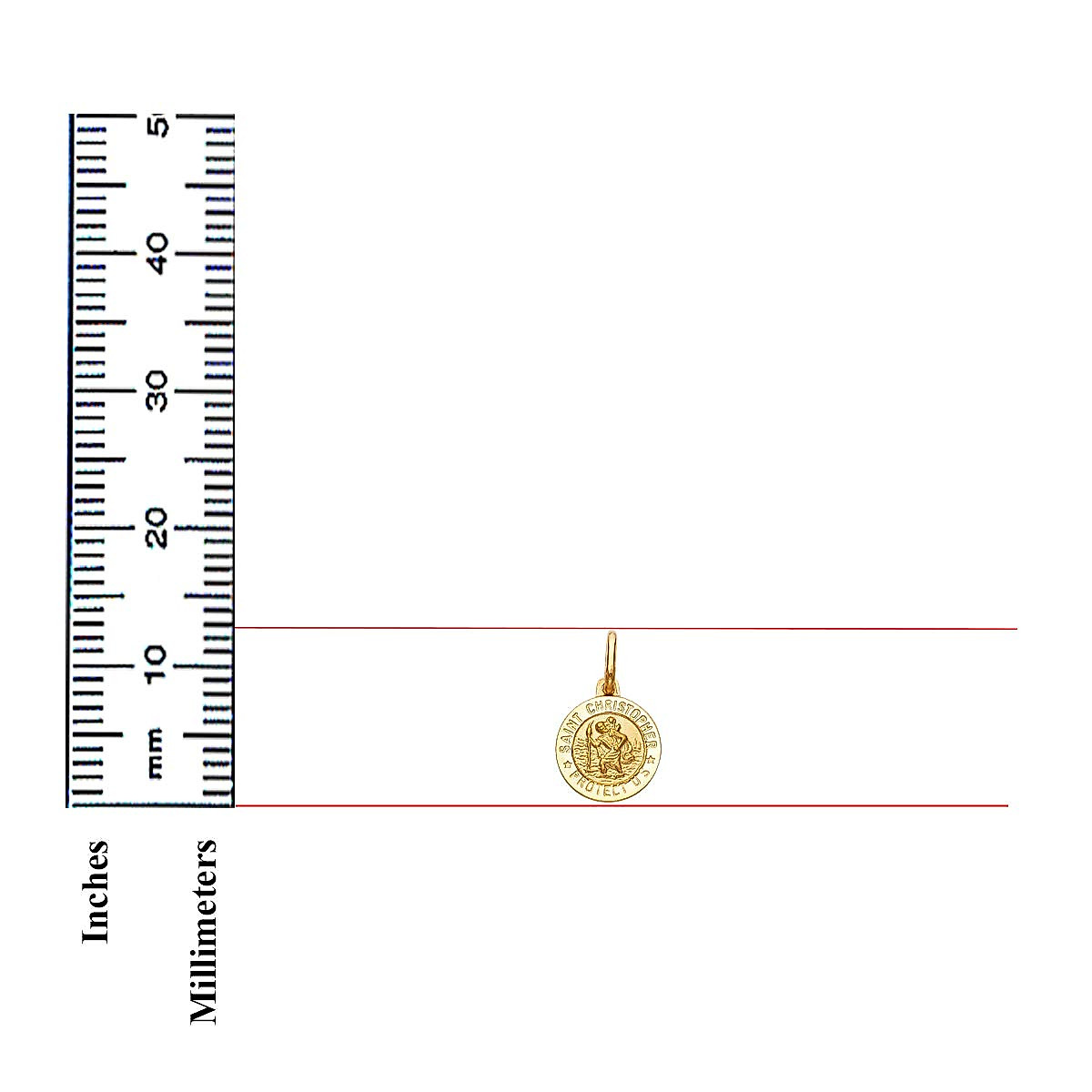 TGDJ 14k Yellow Gold Religious Saint Christopher Medal Pendant with 1.2mm Singapore Chain Necklace (20.0)