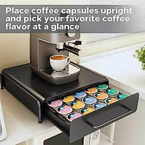 K Cup Holder(Gift Box), Smooth Sliding with Wheels Coffee Pod Holder Saving Space, Sturdy Metal K Cup Organizer Coffee Pot Storage Pull Out Drawer Load-Bearing 100 LBS, Birthday & Holiday Gifts