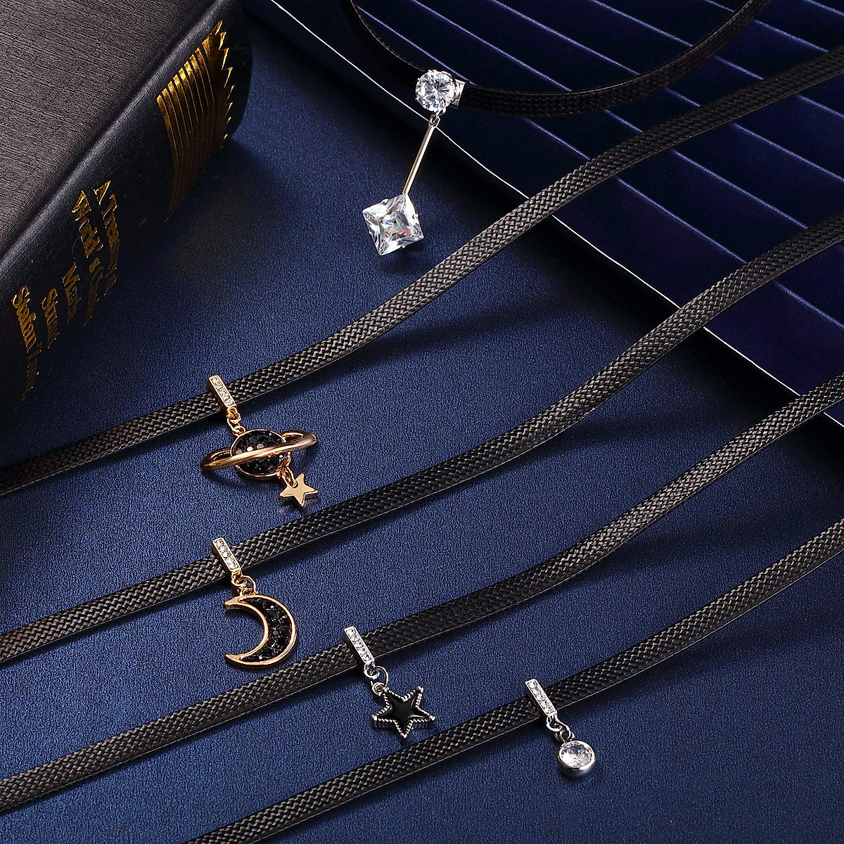 Hicarer 8 Pieces Black Faux Leather Choker Necklace for Women 15 Inch Adjustable Choker Necklaces for Women Leather Classic Gothic Chokers Women Girls Accessories for Valentine's Day Gift