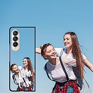 WOWTIFY Custom Phone Case for Samsung Galaxy Z Fold 4,Personalized Photo Phone Cases Customized Gift for Birthday Xmas Valentines Friends Her Him, Protective Black Hard Case