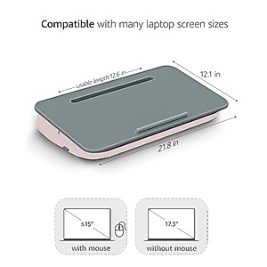 Lap Desk, Portable Laptop Lap Desk with Pillow Cushion, Fits up to 17 inch Laptop, Laptop Stand with Device Ledge and Phone Holder, for Home Office, Gray, ISTUDYNITURE……