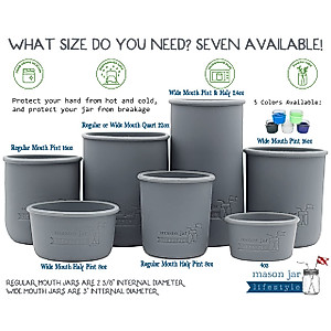 Quart 32oz Silicone Sleeves/Jackets for Protecting Ball, Kerr, Canning Jars by Mason Jar Lifestyle (Charcoal Gray, 2 Pack)