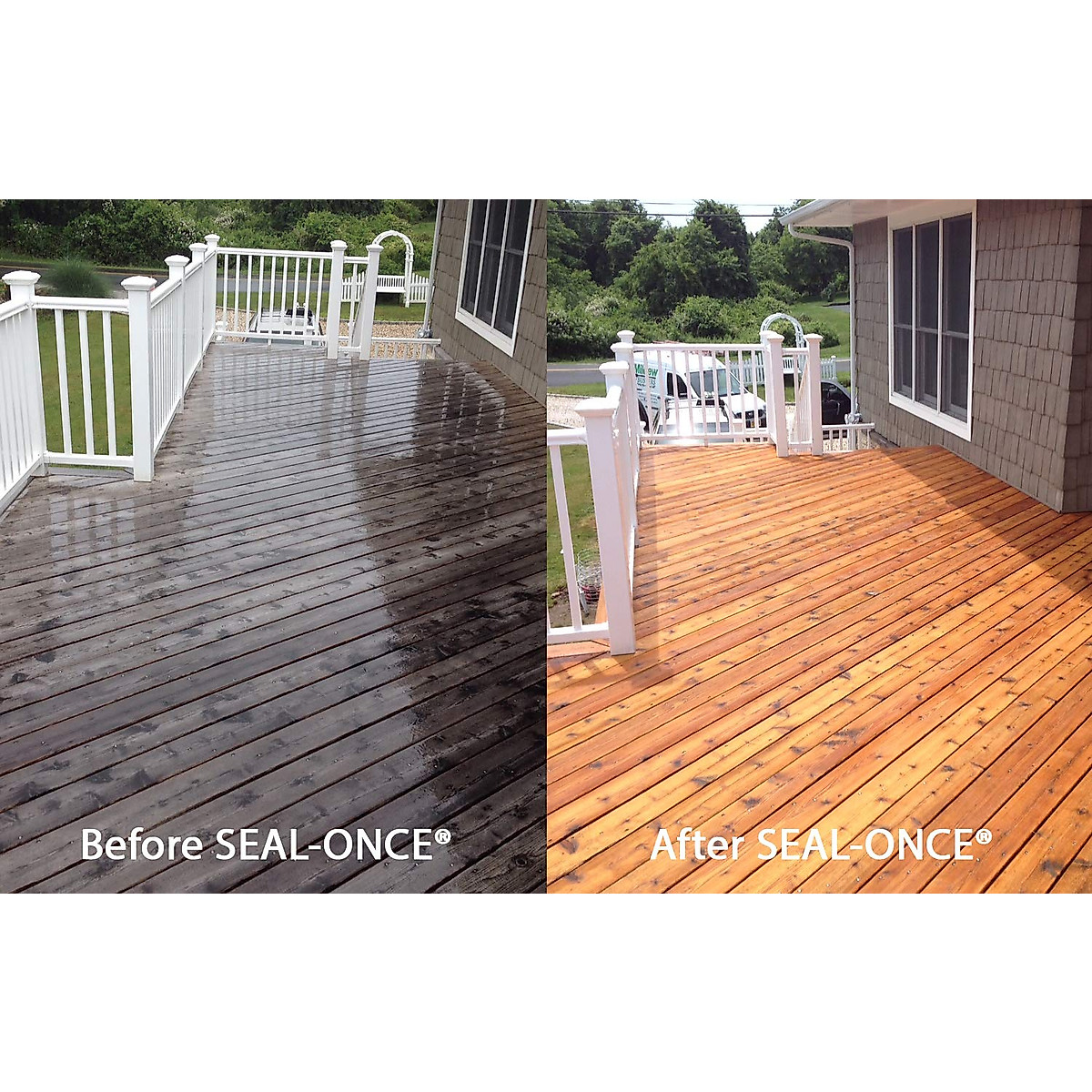 Seal-Once Nano+Poly Penetrating Wood Sealer with Polyurethane - Premium Waterproof Sealant -1 Gallon & Clear