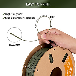 ERYONE PLA Filament 1.75mm, 3D Printer Filament PLA +/- 0.03mm, 1kg(2.2lbs)/Spool, Army Green