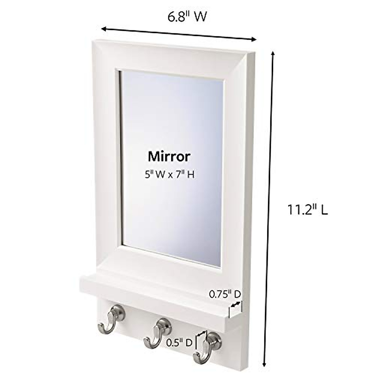 Command Mirror Organizer, Quartz, 1-Organizer with Key Hooks, 8-Medium Strips (HOM24MQ-ES), Great for dorm decor