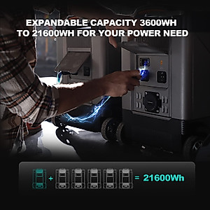 ALLPOWERS R4000 Portable Home Battery, 3600Wh LiFePO4 Expandable Portable Power Station, Huge 3600W AC Output, Voice Control UPS Solar Generator For Home Backup RV Outdoor Camping