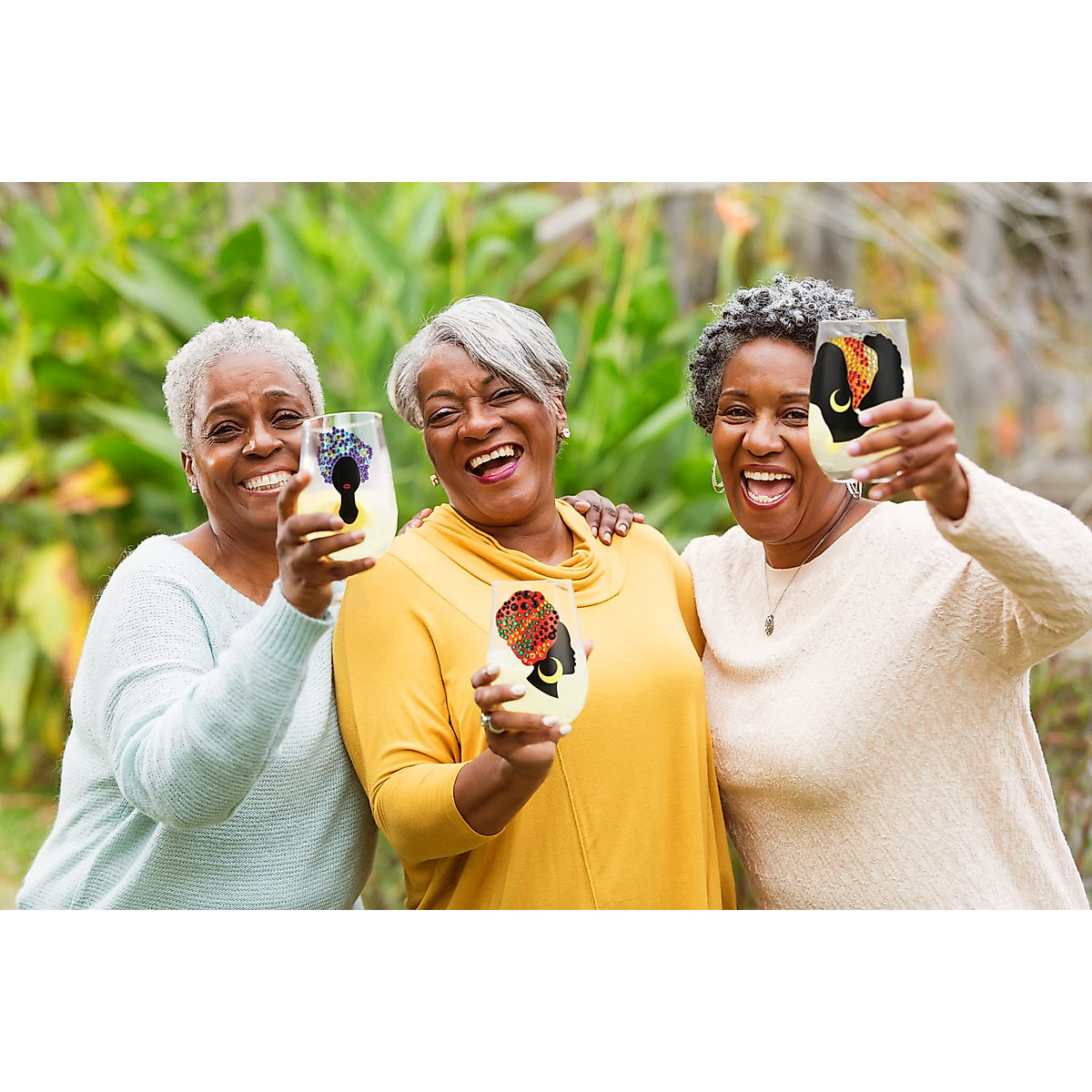 Enesco Our Name is Mud Culture Women Move Mountains Stemless Wine Glass, 15 Ounce, Clear