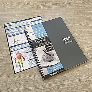 H&P notebook Plus 8.5"x10" (Large Print) - Medical History and Physical notebook, 70 medical templates with perforations