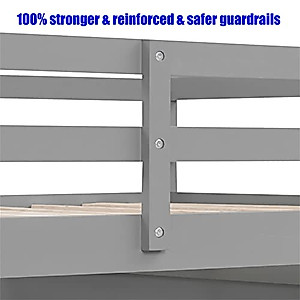 SNIFIT Latest Upgraded & Stronger Solid Wood Full Size Loft Bed with Desk Underneath & Storage Drawers & Shelf & Wardrobe, Thickened Enhanced Wooden Full Loft Bed Frame (Easier to Assemble) (Gray)