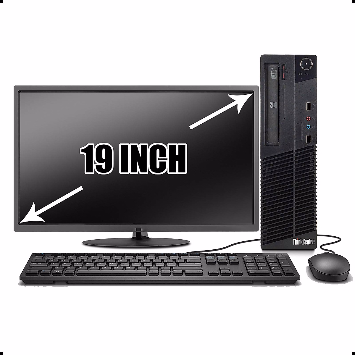 Lenovo ThinkCentre Small Form Desktop PC Computer Package, AMD Athlon 2.8GHz, 4G DDR3, 320G, DVD, VGA, DVI, 19 Inch LCD Monitor(Brands May Vary), Keyboard, Mouse, Windows 10 Pro 64 Bit (Renewed)
