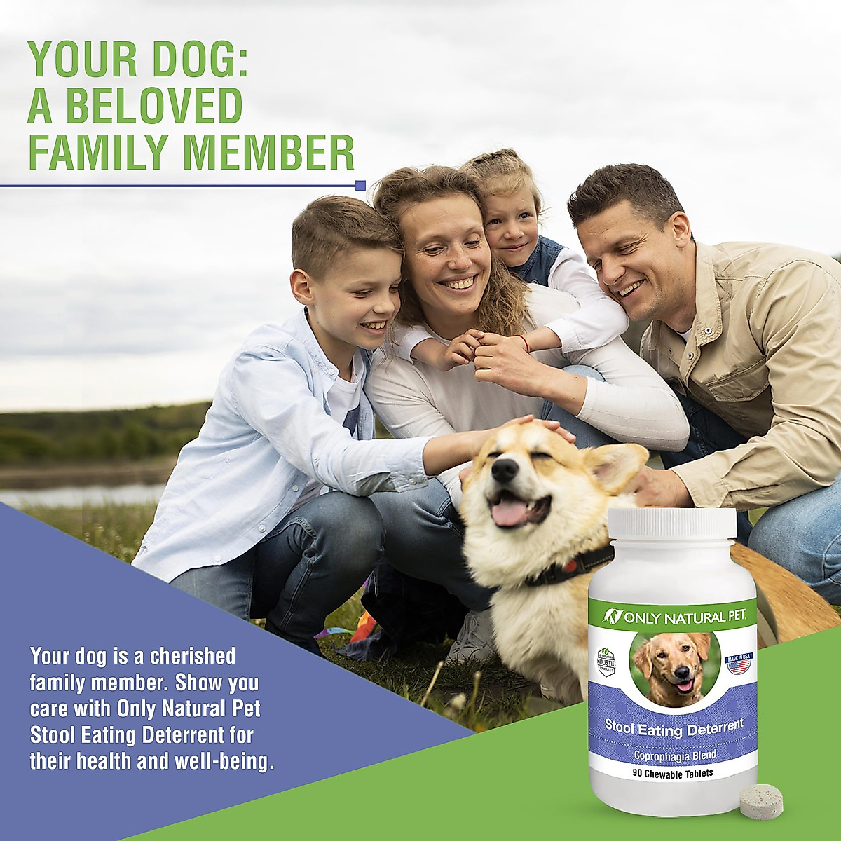 ONLY NATURAL PET Stool Eating Deterrent - Stop Stool Eating Coprophagia - Prevent Poop Eating in Dogs & Puppies | w/Digestive Enzymes | 90 Chewable Tablets for Gut Health - Natural Turkey Flavor