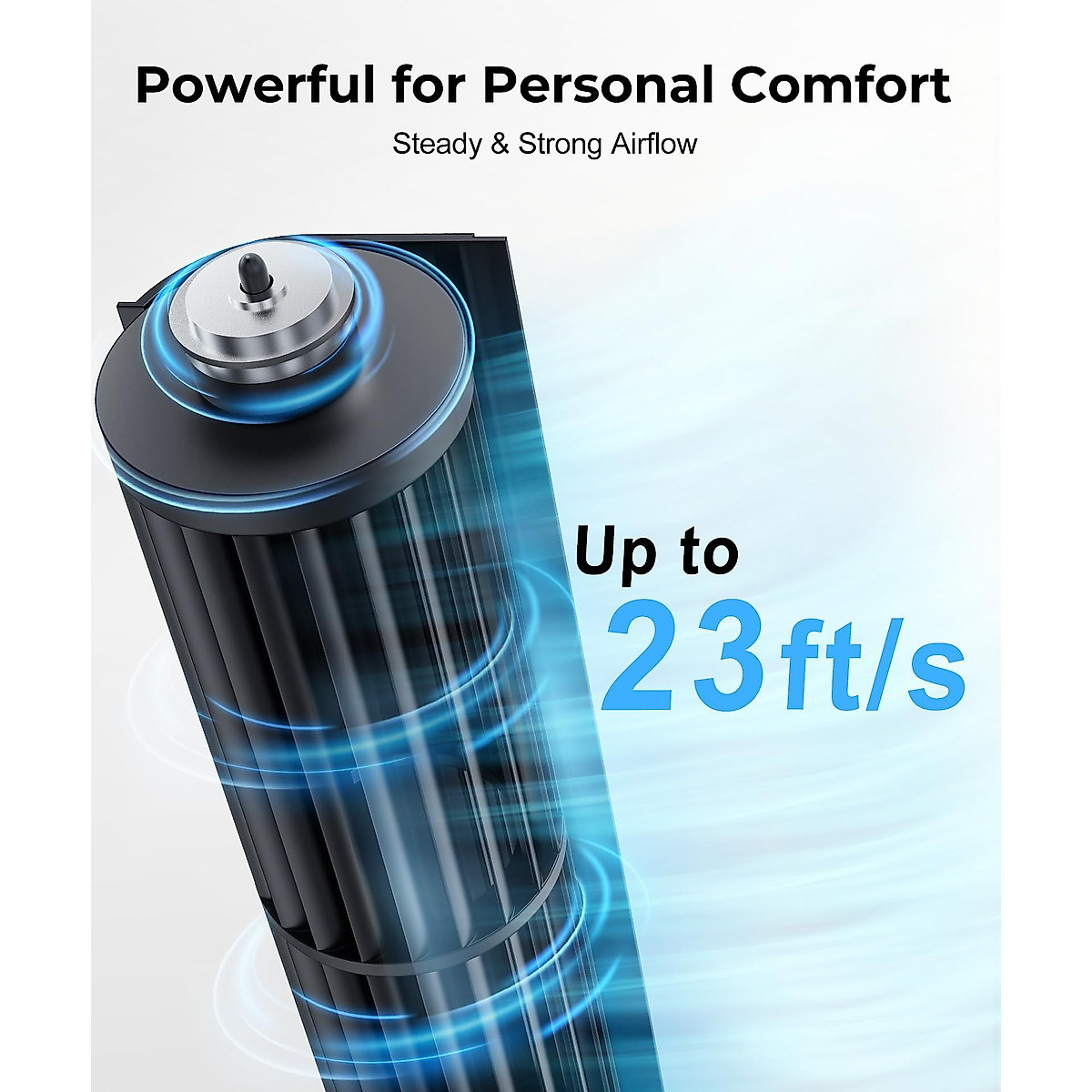 Abolee Tower Fan for Bedroom, 23ft/s Desk Fan with Remote, 70° Oscillating Desk Fan, 4 Speeds, 4 Modes,12Timer, 2024 New 13'' Bladeless Portable Fan for Bedroom Office Home Black
