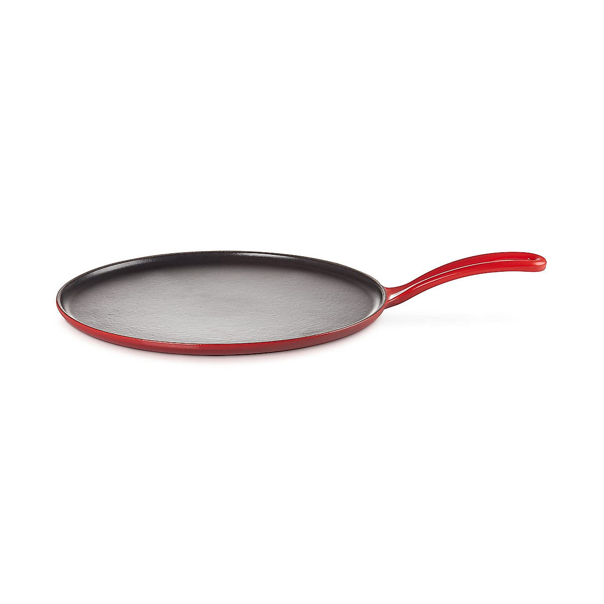 Le Creuset Enameled Cast Iron Crepe Pan with Rateau and Spatula, 10.75", Cerise