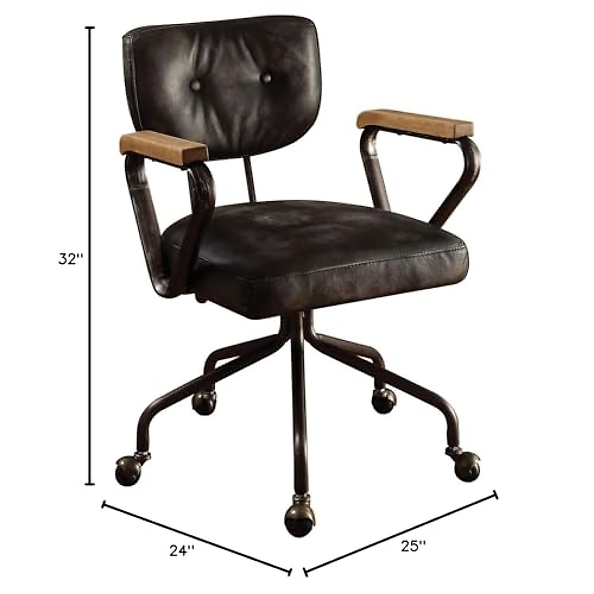 Daesar Office Chair in Vintage Dark Coffee Top Grain Leather
