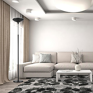 Globe Electric 12784 LED Floor Lamp Torchiere, Energy Star Certified, Dimmable, Super Bright, 43W, 3010 Lumens, Matte Black, Floor Lamp for Living Room, Floor Lamp for Bedroom, Home Improvement,