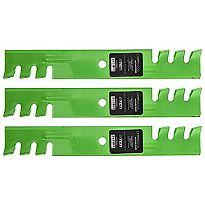 8TEN LawnRAZOR Mower Blade for Gravely Scag Hustler John Deere 48 inch Deck 795757 481706 482461 (Heavy Duty Toothed Mulching) 3 Pack