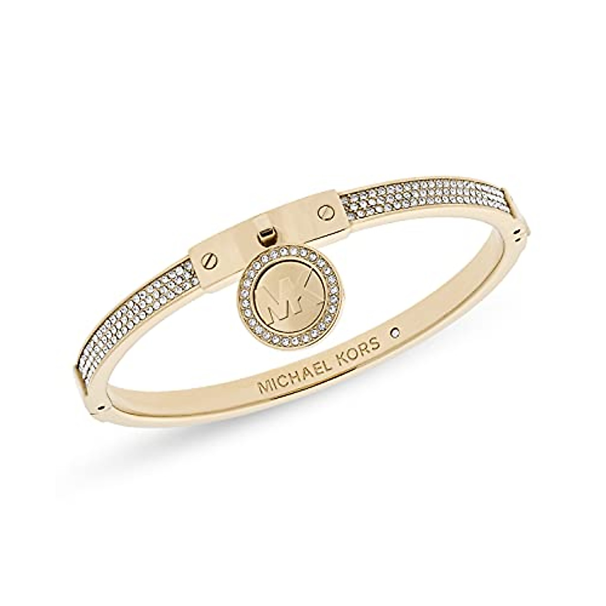 Michael Kors Women's Gold-Tone Stainless Steel Pavé Hinged Bangle Bracelet (Model: MKJ5976710)