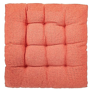 POMIU Outdoor Chair Cushions for Patio and Garden Furniture, Chair Pads Set Premium Comfortable Thick Fiber Fill Tufted Seat Floor Cover (2 Pack, 19" x 19", Orange)