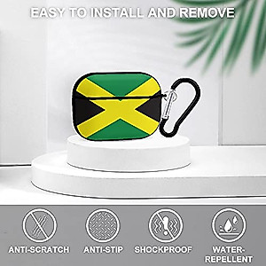 YouTary Jamaican Flag Pattern Apple Airpods pro Case Cover with Keychain, AirPod Headphone Cover Unisex Shockproof Protective Wireless Charging Headset Accessories