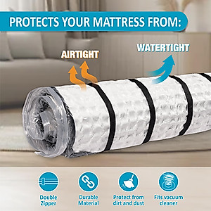Mattress Vacuum Bag for Moving, Vacuum Seal Bag for Queen Full Size Memory Foam/Latex Mattress Up to 14 Inch, Mattress Compression Vacuum Bag with 4 Adjustable Straps (Queen/Full/Full-XL)