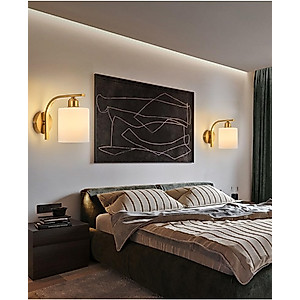 KEFA Modern Battery Operated Wall Sconce Set of 2, Gold Sconces Wall Lighting with Remote Control,Dimmable Cordless Wall Lamp Non Hardwired Bedside Lamp Wall Mounted Cordless for Fireplace, Mirror