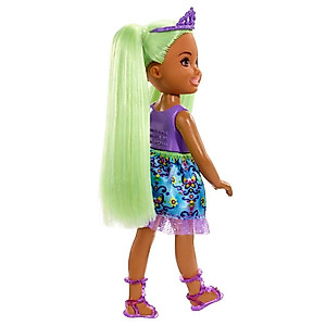 Barbie Dreamtopia Chelsea Sprite Doll, 7-inch, with Green Hair Wearing Fashion and Accessories, Multi (GJJ95)
