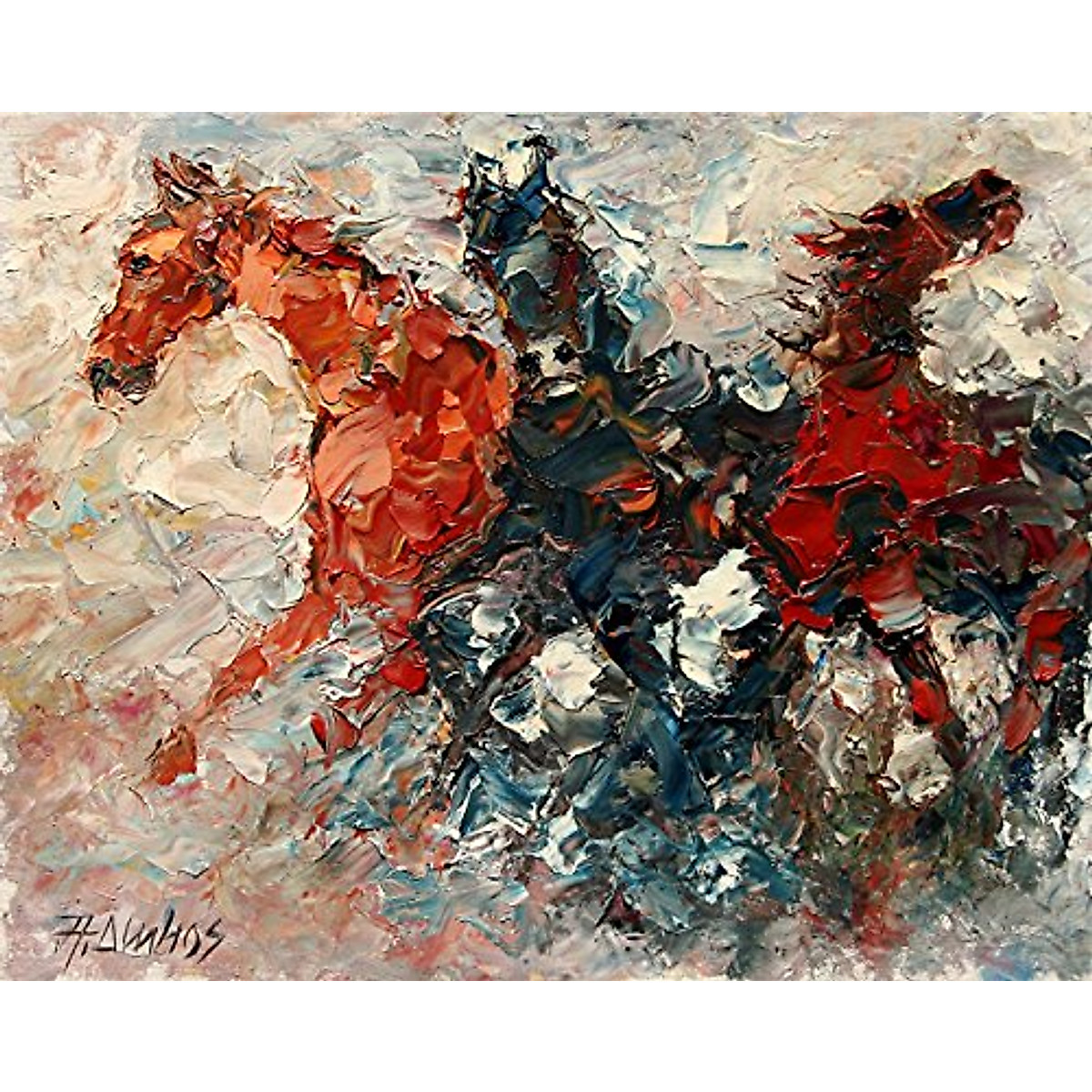 (SOLD) Triad - equine painting by internationally renown painter Andre Dluhos