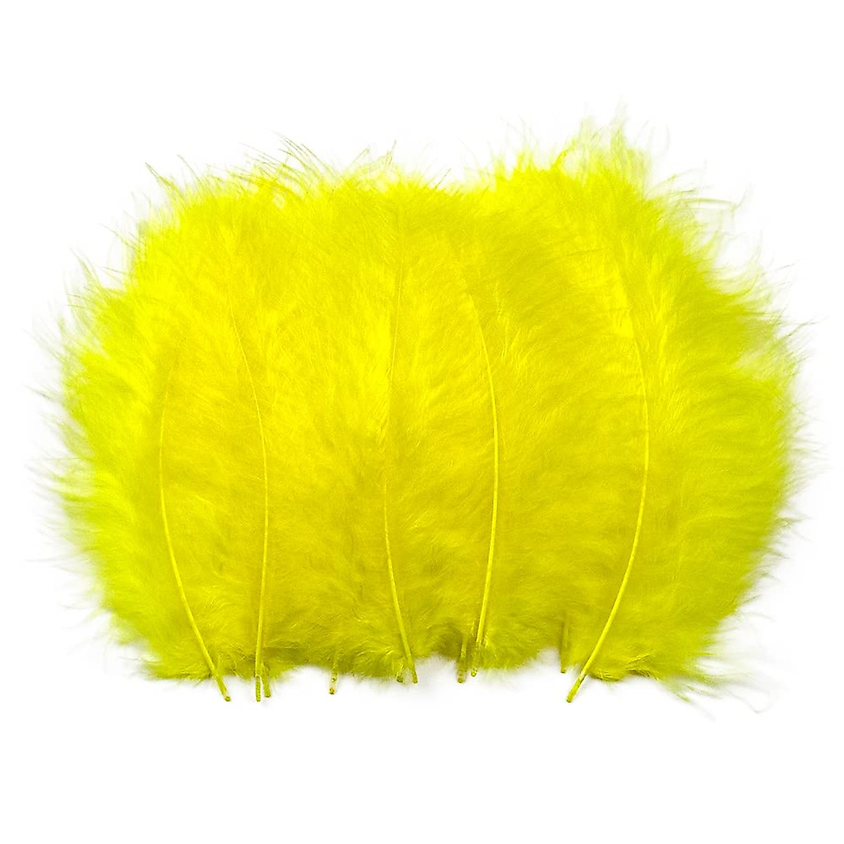 200pcs 4-6 Inches Fluffy Turkey Marabou Feathers for Crafts Dreamcatcher Fringe Trim Colored Feathers Accessories Pack (Yellow)