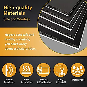 Nogevo 197mil(5mm) 18sqft 2in1 Butyl & Foam Composite Sound Deadener for Car - Enhanced Auto Vibration Dampening & Sound Deadening Mat- Automotive Heat Shield Pad for Garage Door Trunk Hood Engine