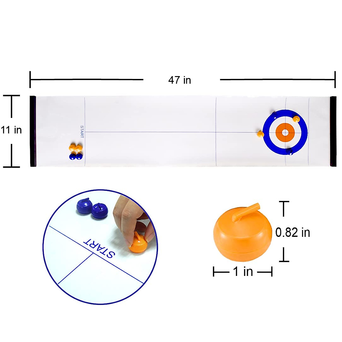 Tabletop Curling Game and Family Fun Board Games Shuffleboard Pucks with 8 Rolllers Gifts for Kids and Adults Travel Compact Storage