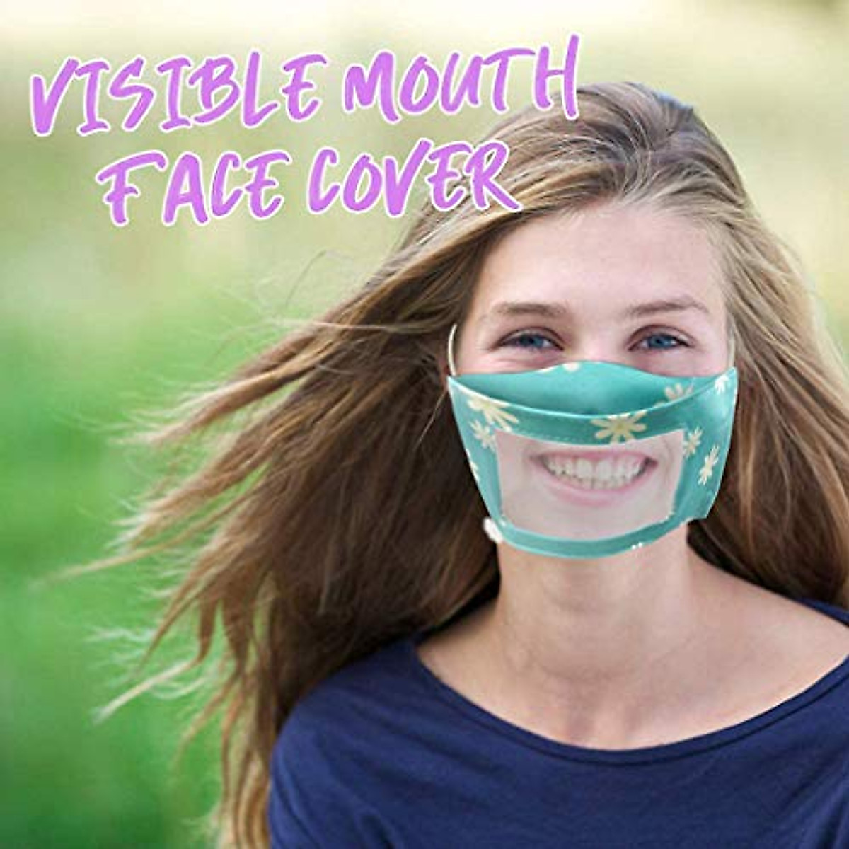Floral Pattern Face Coverings with Clear Window Visible Expression for The Deaf And Hard Of Hearing, for Adult(B-1PC)