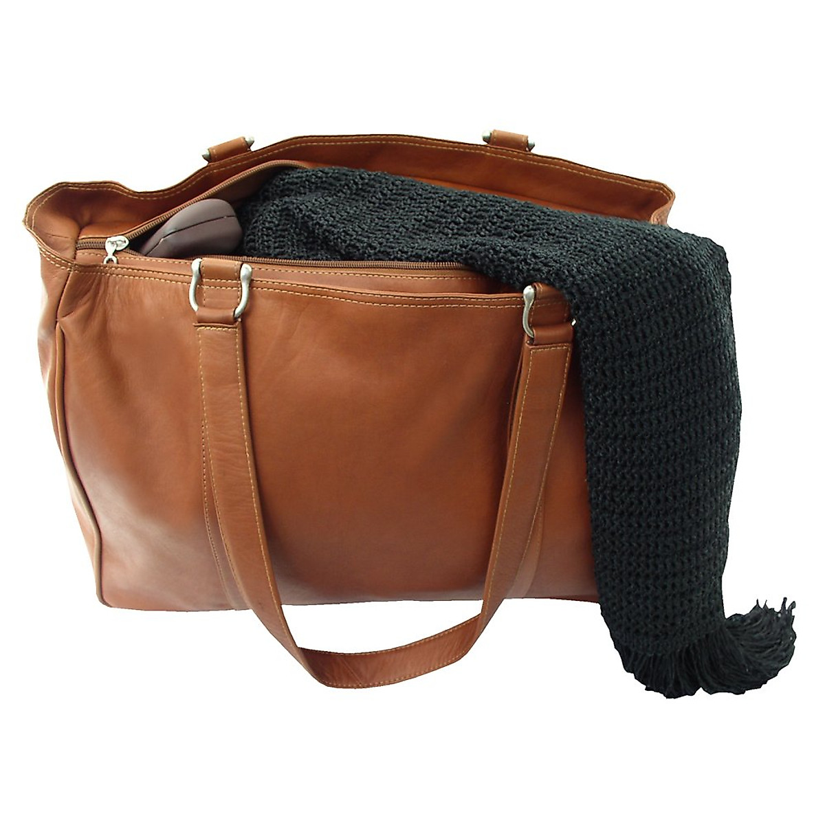 Piel Leather Medium Shopping Bag, Saddle, One Size