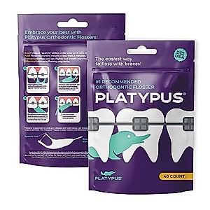 Platypus Orthodontic Flossers for Braces | Ortho Picks for Adults & Kids | Fits Under Arch Wire | Non-Damaging | Encourage Flossing Habits | Floss Teeth in Under Two Minutes (40 Count (Pack of 2))