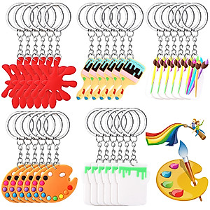 Tudomro Art Paint Party Favors Keychain Art Paint Splatter Palette Brush Keychain for Kids Artist Party Gift Supplies(30 Pieces)