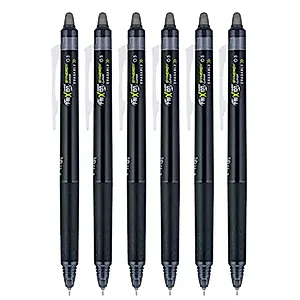PILOT FriXion Synergy Clicker Retractable & Erasable Gel Ink Pens, 0.5mm Extra Fine Point, Black Ink, 6-pack