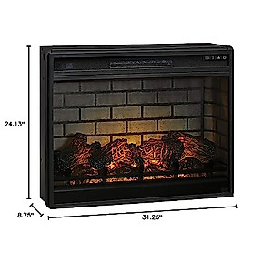 Signature Design by Ashley 30" Electric Fireplace Insert with LED, Remote Control, 7 Temperature and 5 Brightness Settings, Black