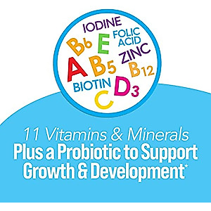 Culturelle Kids Complete Chewable Multivitamin + Probiotic For Kids, Ages 3+, 50 Count, Digestive Health, Oral Health & Immune Support - With 11 Vitamins & Minerals, including Vitamin C, D3 & Zinc