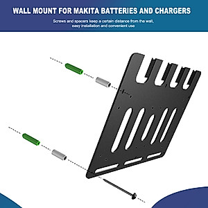 Riuog Wall Mount for Makita Battery Holders and Chargers Wall Mount, Stable 4 Piece Battery Holder 18V 14.4V and Charger Holder and Cordless Drill Driver, Order in Workshop and Garage