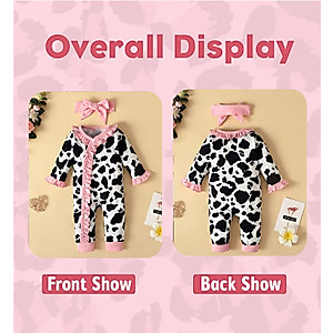 Happidoo Newborn Cow Print Clothes Romper Baby Girl Cow Outfit Jumpsuit (White,0-3 Months)