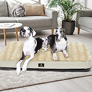 Veehoo Soft Air Mattress Dog Bed, Chew Proof Orthopedic Pet Beds for Large Dogs, Durable and Washable Calming Dog Cot with Fluffy Comfort Bed Cover, X-Large, Oyster